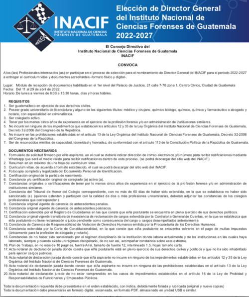 Inicia recepción de expedientes de aspirantes a dirigir el Inacif