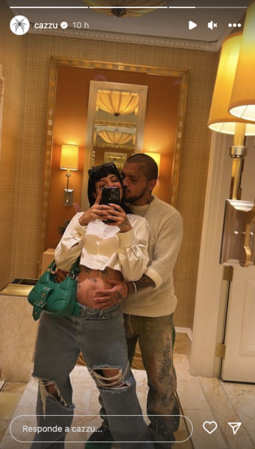 Cazzu publica por primera vez foto de su embarazo junto a Nodal