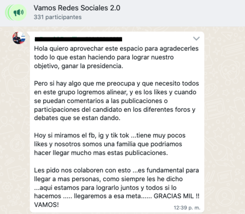 La preocupación de Vamos por subir presencia en redes sociales