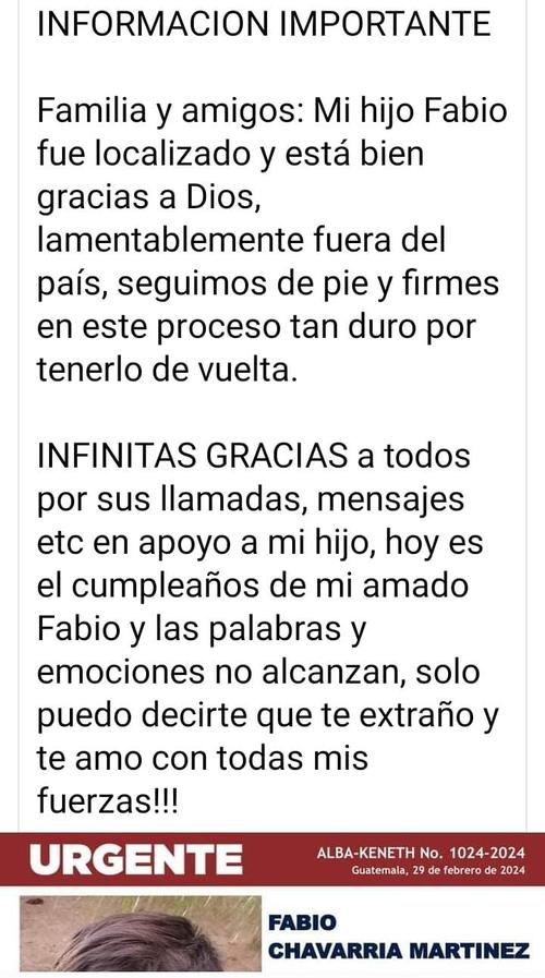 Revelan detalles de la localización del pequeño Fabio