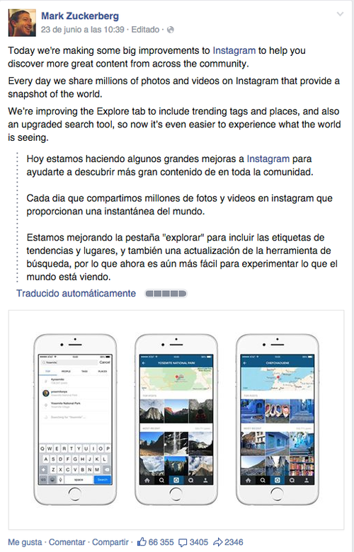 Instagram ya te permite buscar lugares y tendencias