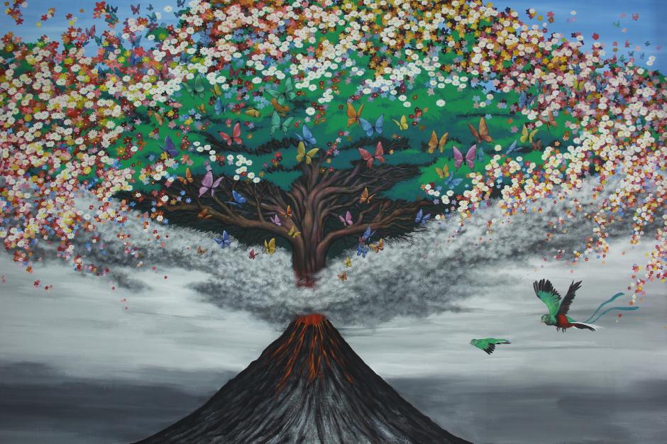 Artista crea mural que recuerda a las víctimas del volcán de Fuego