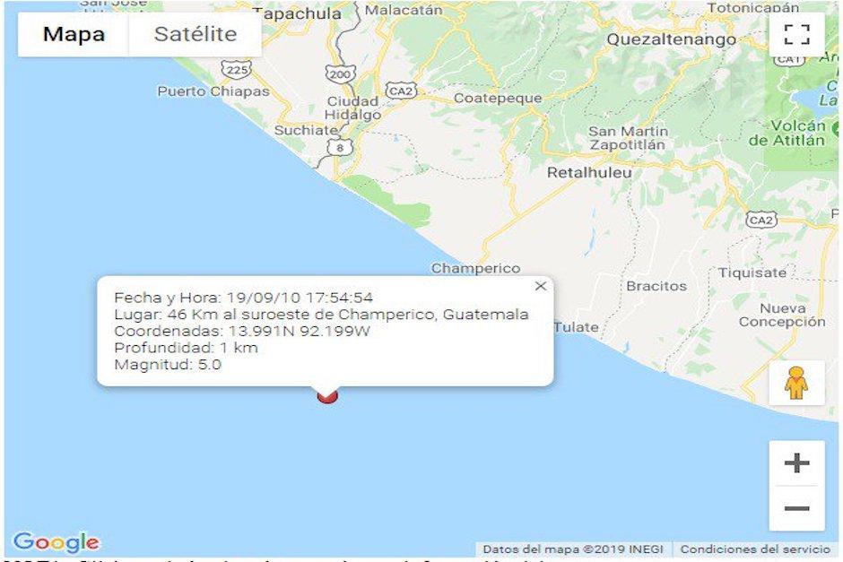 Conred reporta sismo con epicentro en Champerico, Retalhuleu